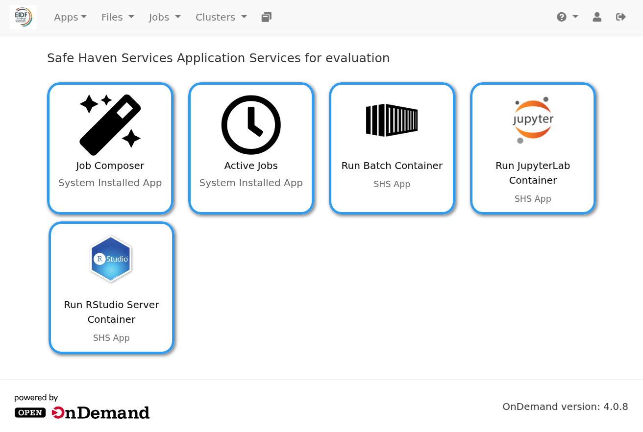 Open OnDemand home page - EIDF User Documentation